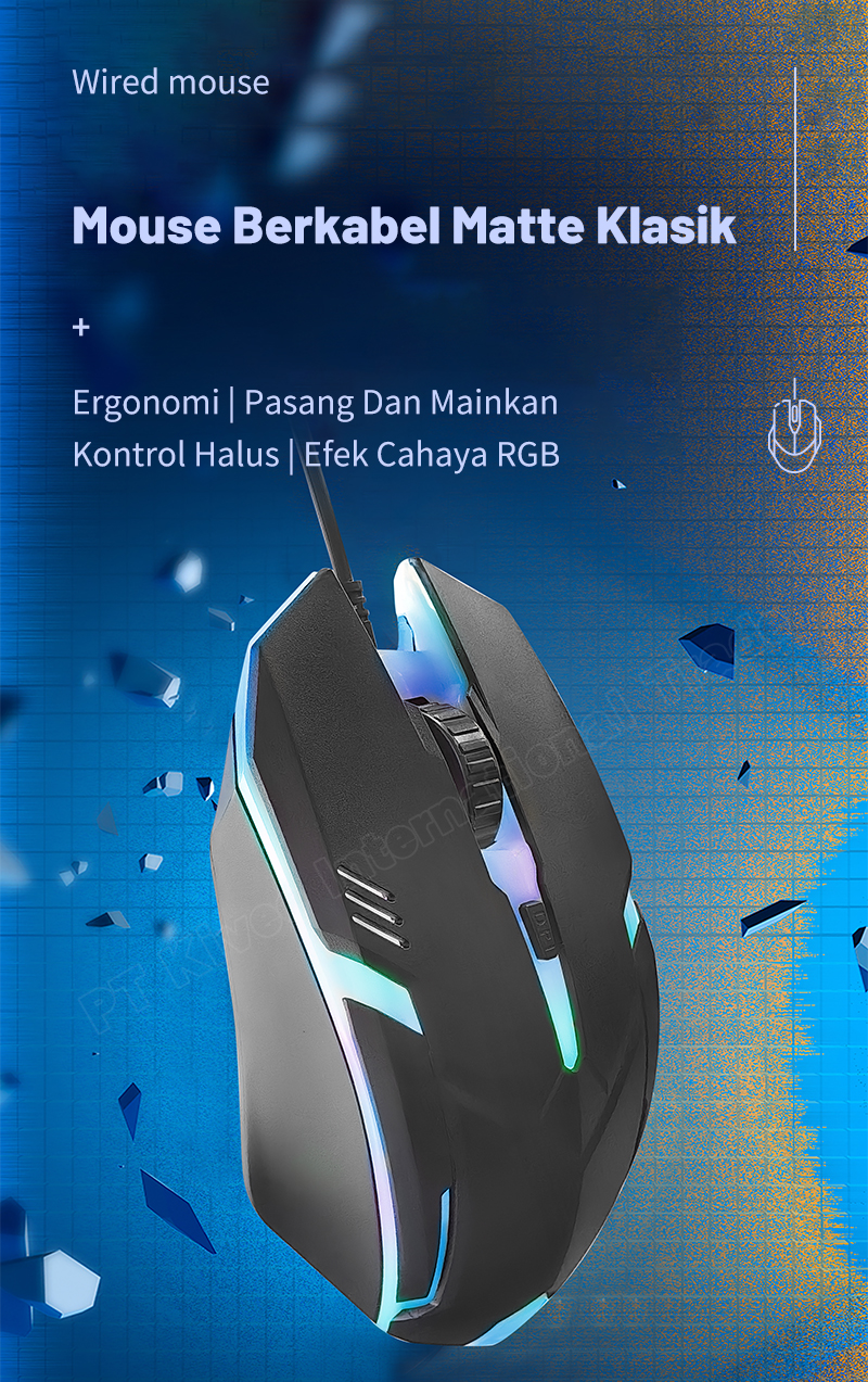 Jual BASIKE Mouse Gaming Wired RGB LED for PC Laptop Komputer Windows ...