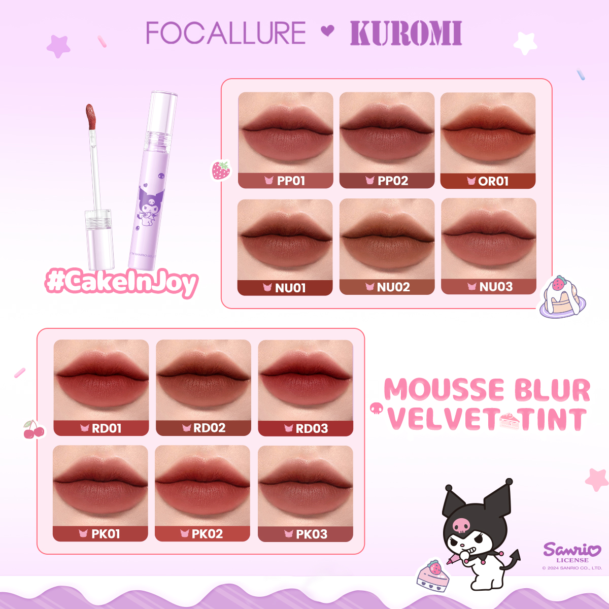 Jual FOCALLURE X Sanrio Mousse Velvet Lip Cream Tint Lightweight High ...