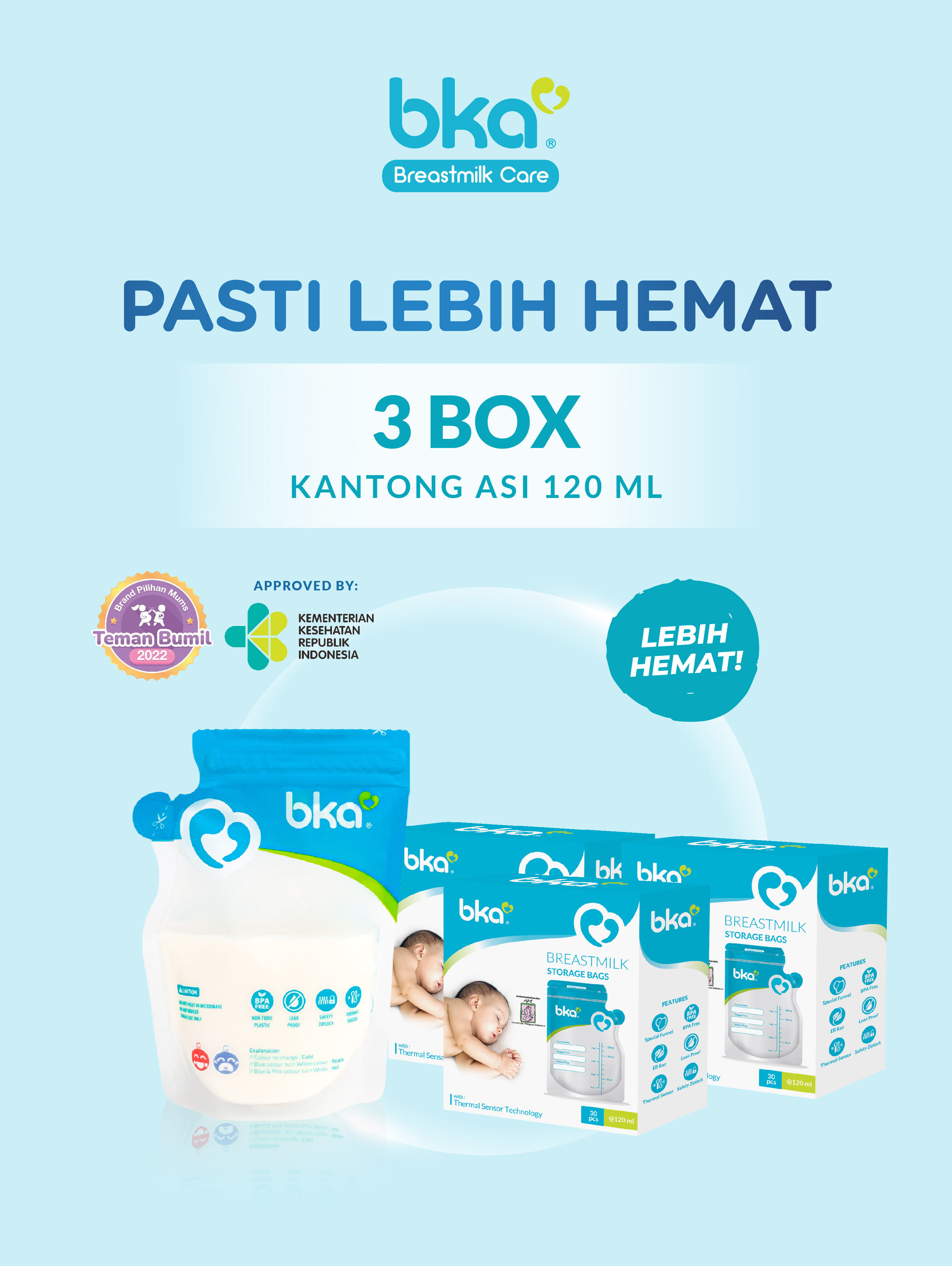 Jual Paket Kantong ASI BKA 120 ML 3 box- isi 30pcs/box | Breastmilk ...