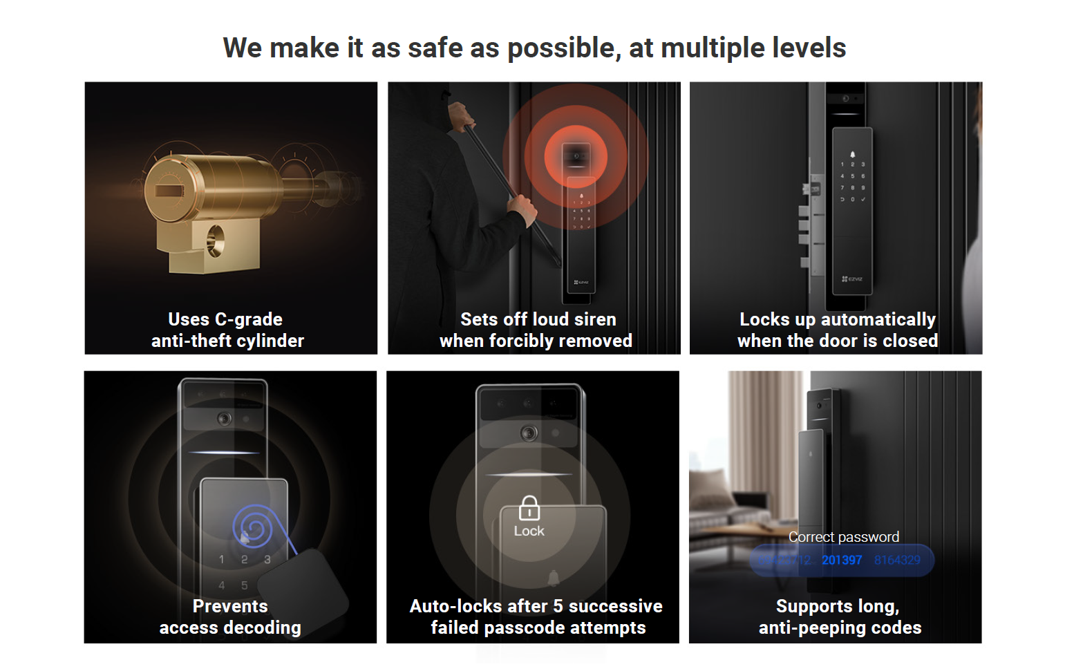 Jual Ezviz DL50FVS Face ID Recognition Smart Security Door Lock ...