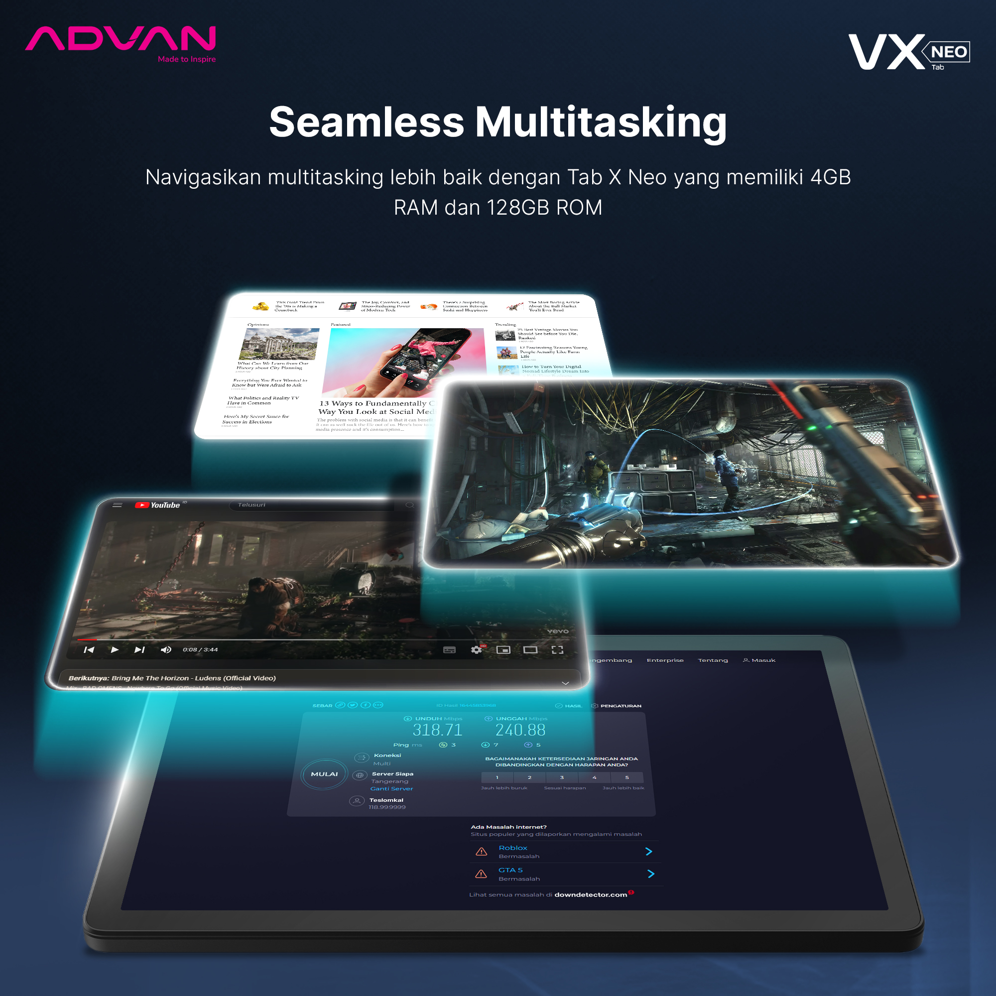 Jual Advan Tab VX Neo (4GB+4GB/128GB) 10.1" IPS Screen Tablet Android 14 6200 mAh Garansi 1 ...