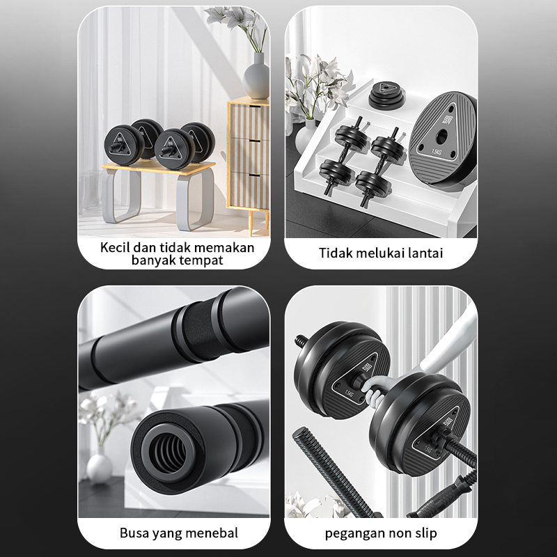 Jual e-Buy -【Spot】 Dumbbell Barbell Set 20 KG Peralatan Fitness Dumbbell Barbell 2 IN 1 | Shopee ...