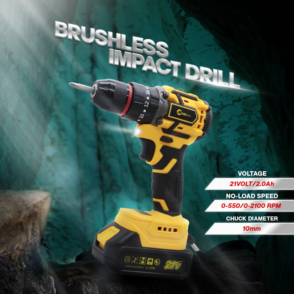 Jual Mailtank MK12 10MM mesin bor impact baterai brushless 21V bor cas ...
