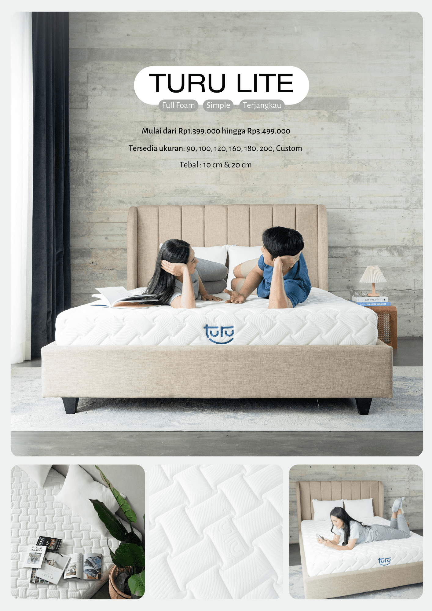 Jual Turu - Kasur Base Support Foam TURU LITE ukuran 120x200 (Double Size) Free Bantal | Shopee ...