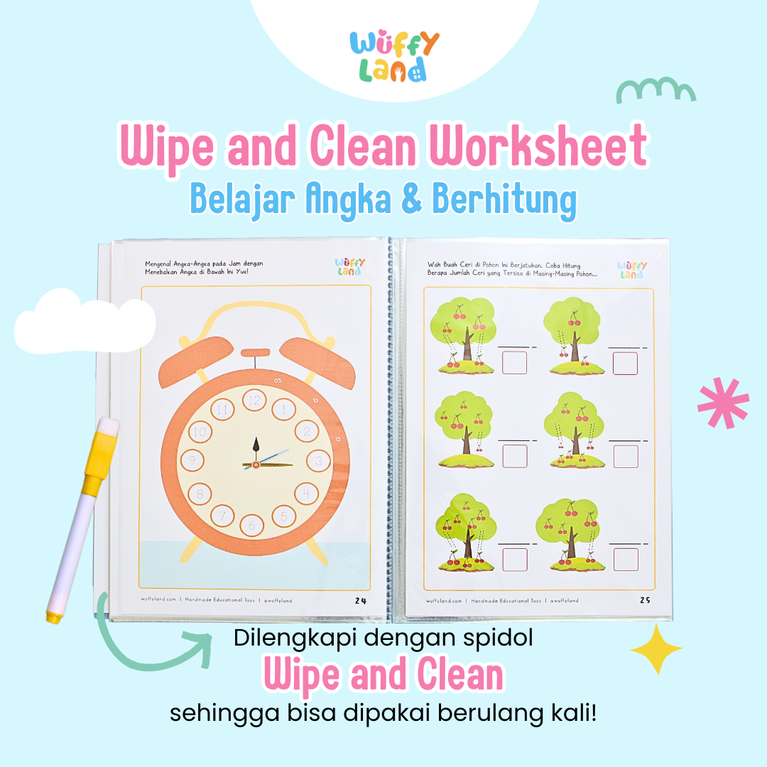 Jual Wipe and Clean Worksheet Belajar Menulis Angka dan Berhitung Free ...