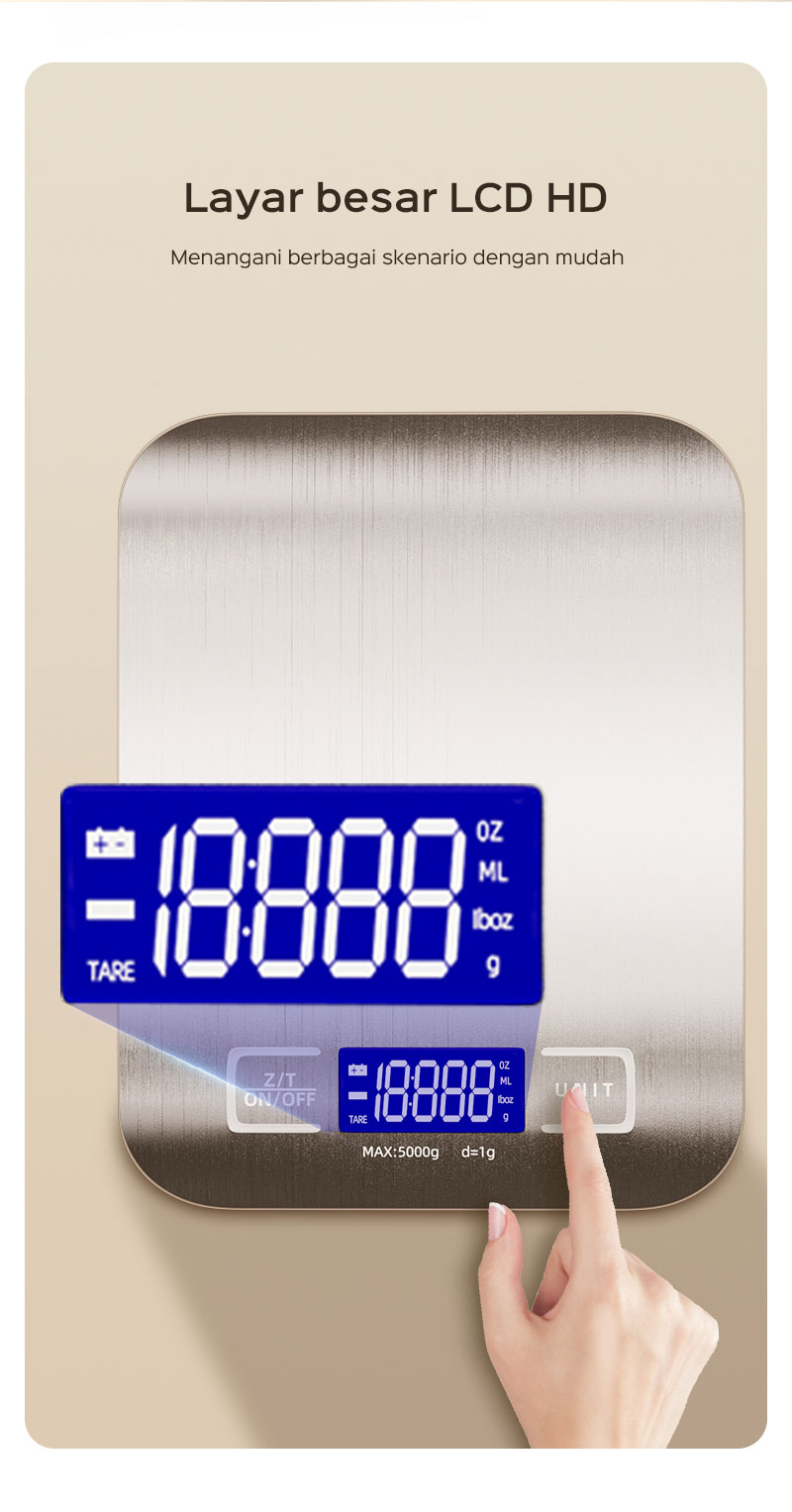 Jual HAN RIVER Timbangan Digital Dapur 5kg/berbahan stainless steel LCD ...