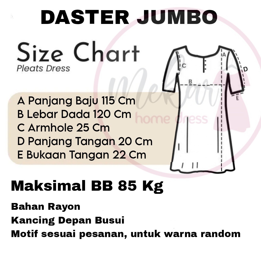 Jual DASTER JUMBO BUSUI DJ MAURA LD 120 TERBARU KANCING DEPAN LENGAN ...