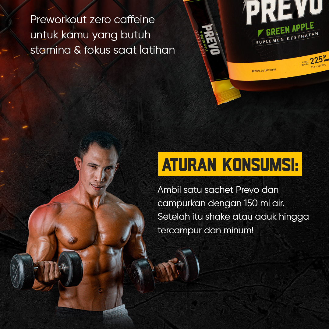 Jual Evolene Prevo 45 Sachet/225gr Pre-Workout - No Caffeine - Energy ...