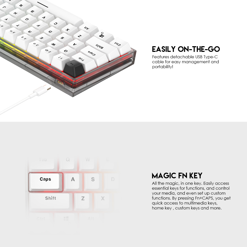 Jual Fantech MAXFIT61 FROST Wireless Hostwap Keyboard Gaming Mechanical ...