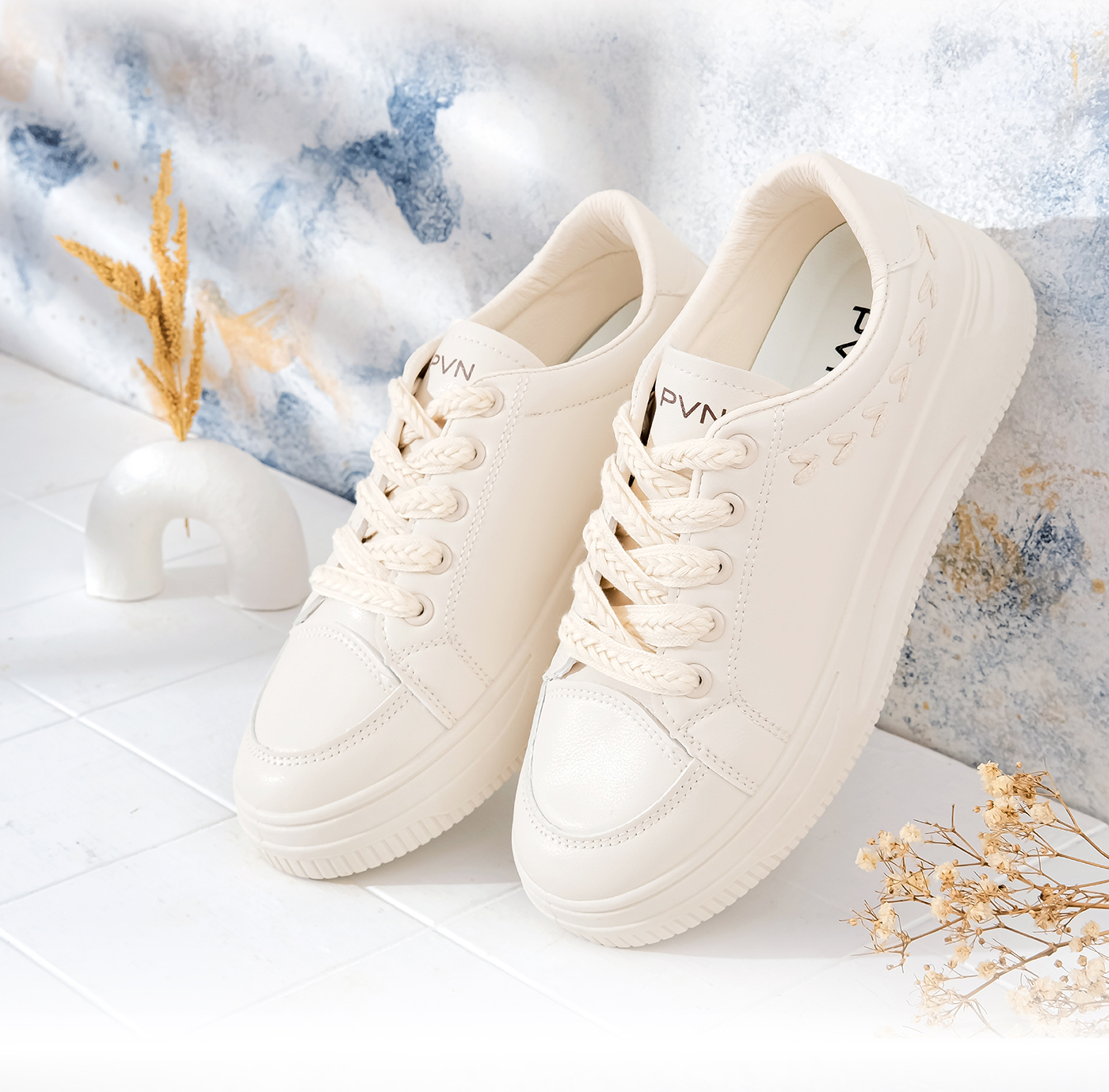 Jual PVN Seola Sepatu Sneakers Kets Krem Wanita Sport Shoes 279 ...