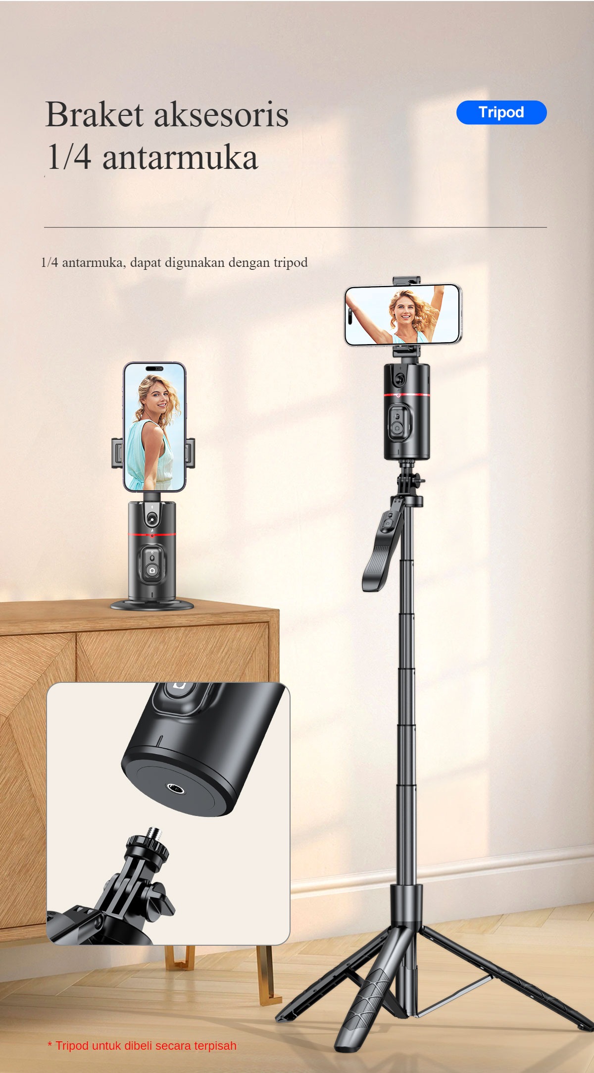 Jual CIJI CJPG-P02 Gimbal Stabilizer Handphone Auto Balance 360°AI Face ...