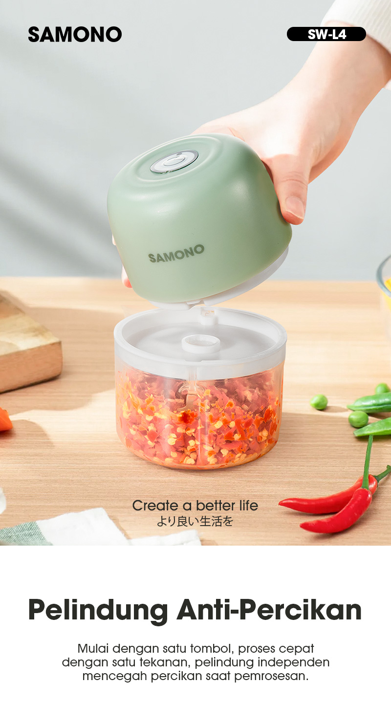 Jual SAMONO Portable Chopper Bawang L4 Mini Blender Bumbu Elektrik ...