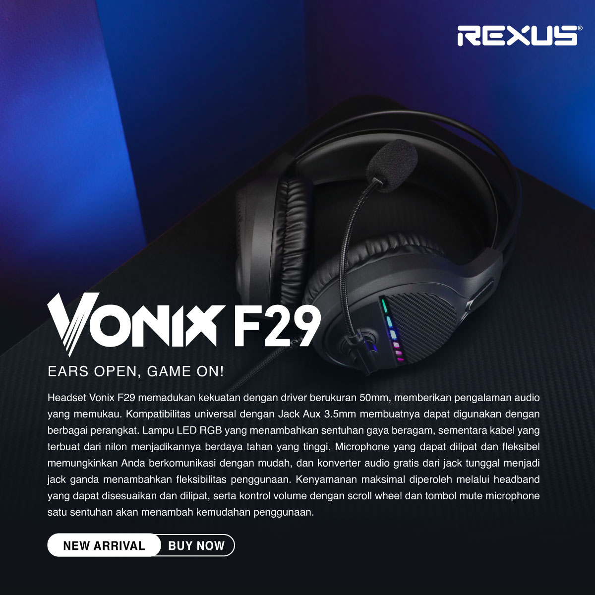 Jual Rexus Headset Gaming Vonix F29 | Shopee Indonesia