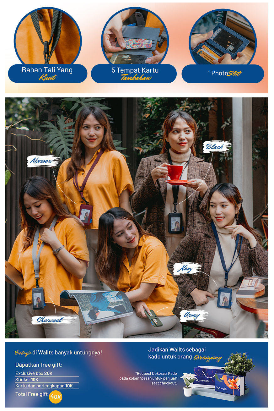 Jual Wallts Pebble Navy - Lanyard Name Tag ID Card Kantor Unisex Pria Wanita | Shopee Indonesia