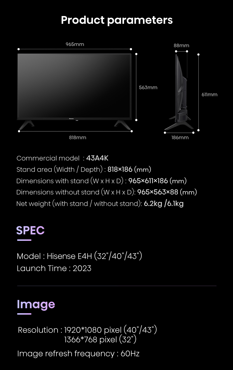 Jual Hisense TV 32E4H Vidaa Smart Digital TV 32 inch HD Desain Bazelles ...