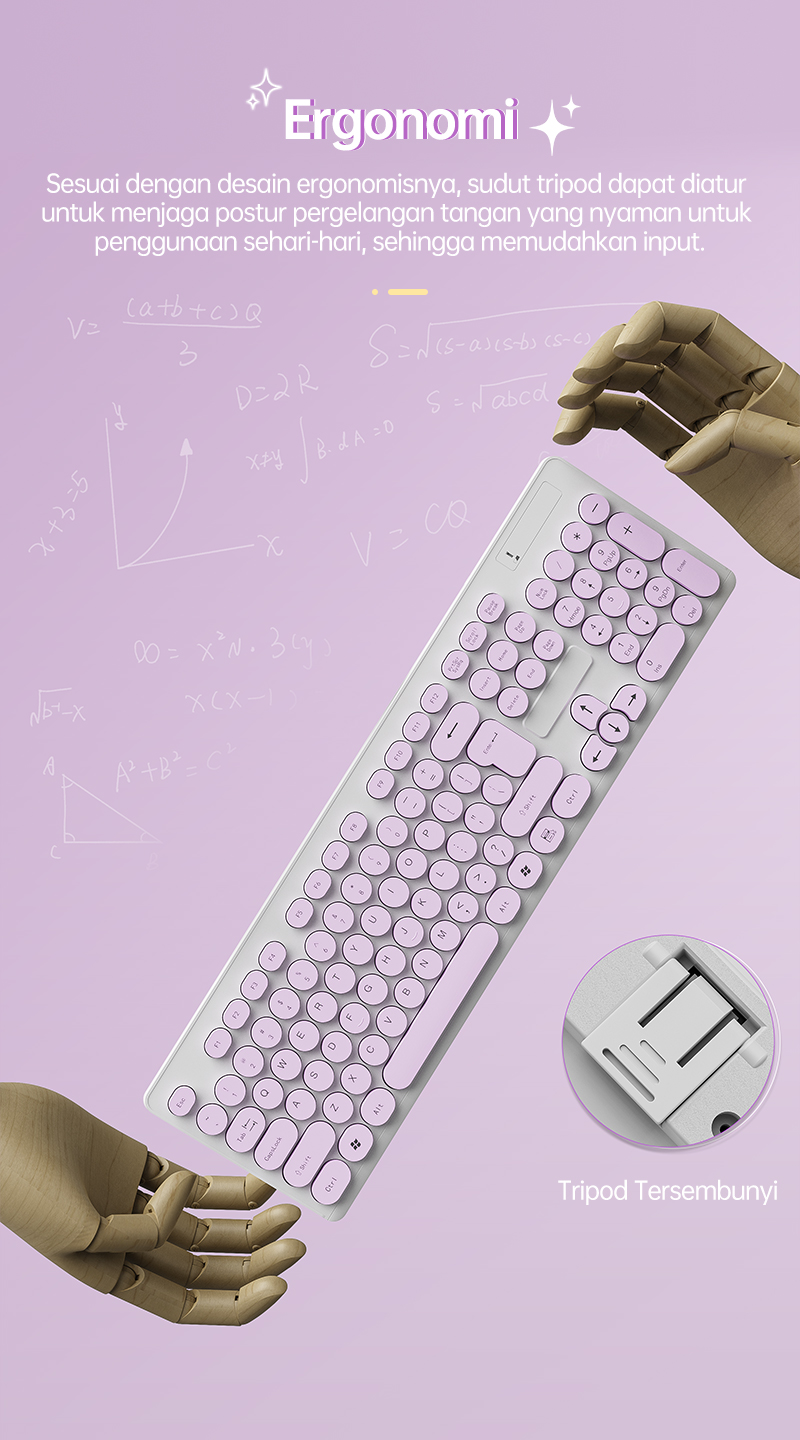 Jual KIVEE keyboard wireless mechanical gaming 104 keys 2.4GHz Lucu ...