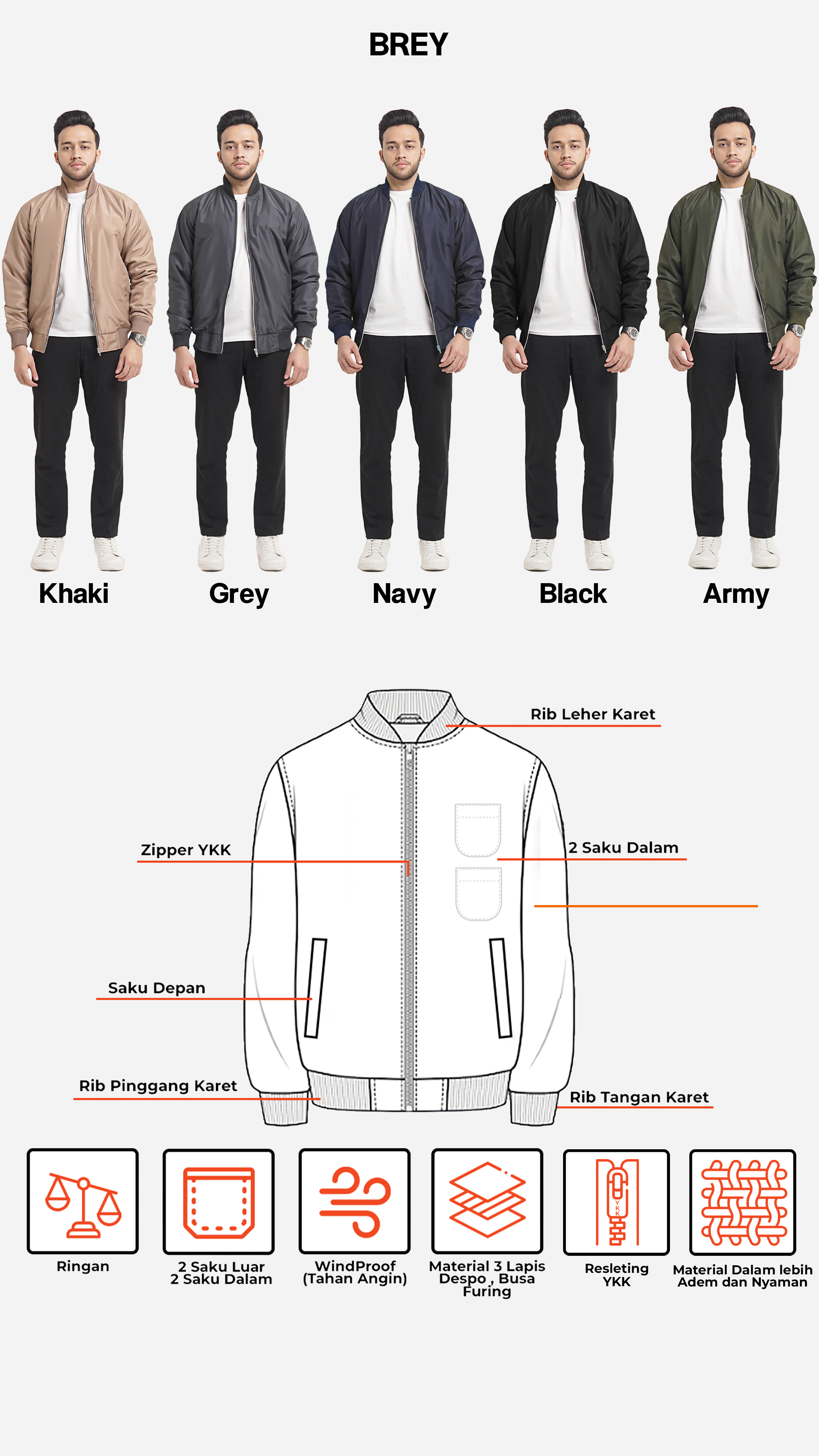 Jual Jaket Pria Bomber Original Hijau Army Jacket Parasut Windbreaker ...