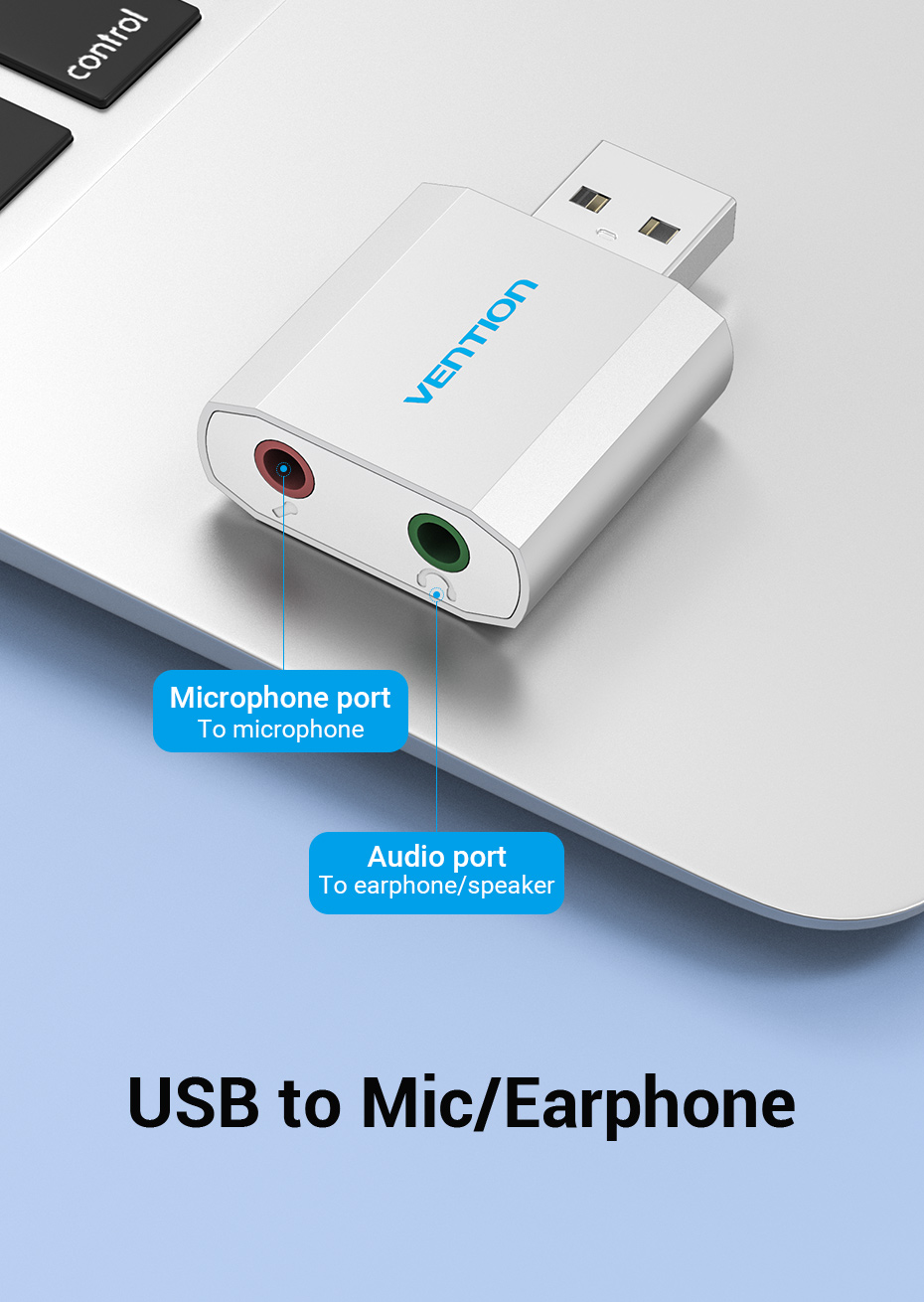 Jual Vention USB Sound Card 2.1 Audio Mic External Dual Port Aluminium ...