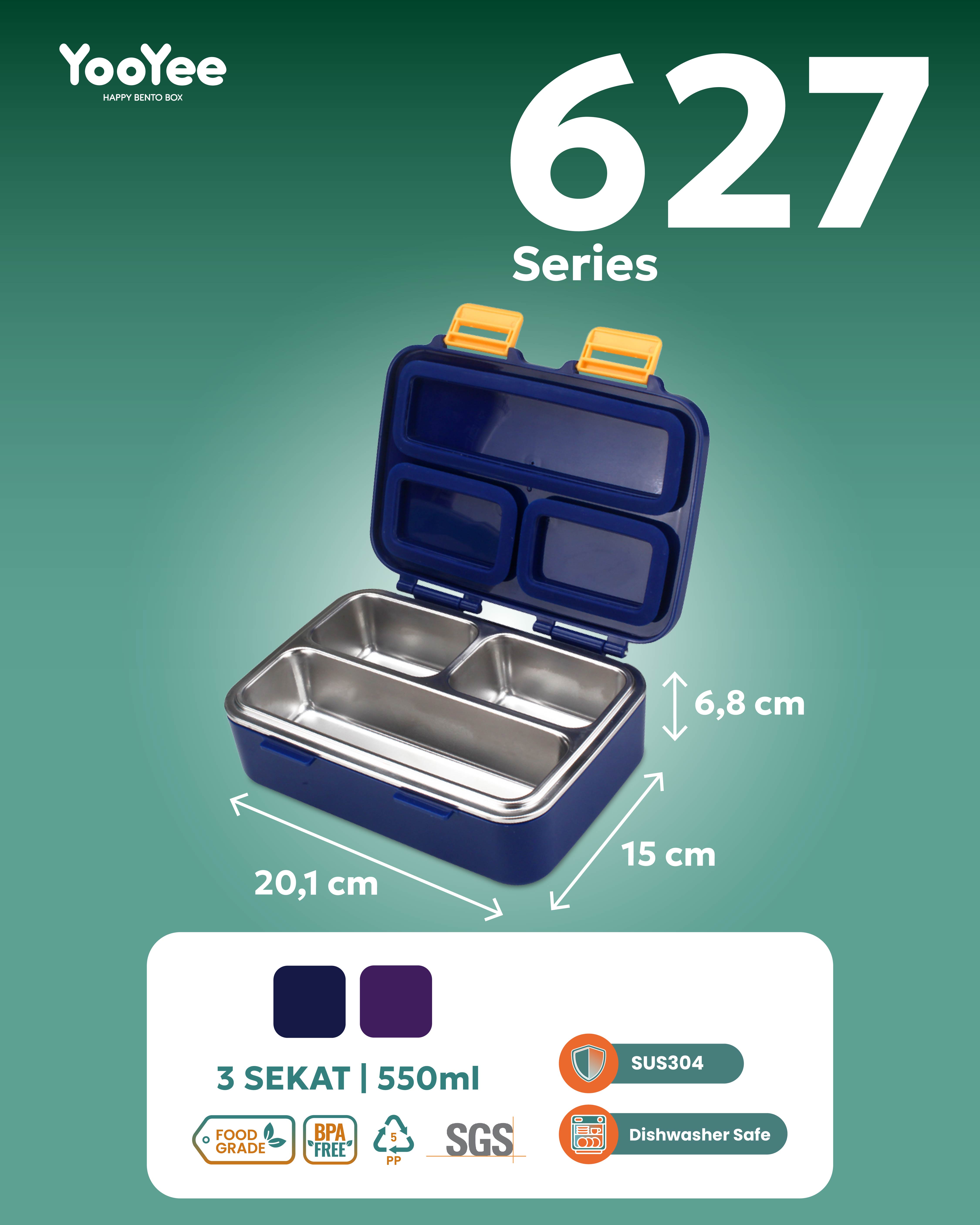 Jual Yooyee 627 Kotak Makan Lunch Box Tempat Makan Stainless 3 sekat | Shopee Indonesia