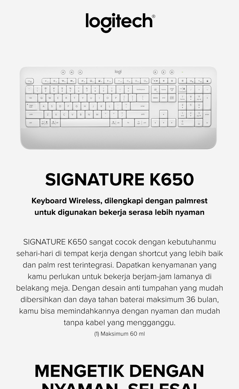 Jual Logitech Signature K650 Keyboard Wireless Bluetooth Comfort dengan ...