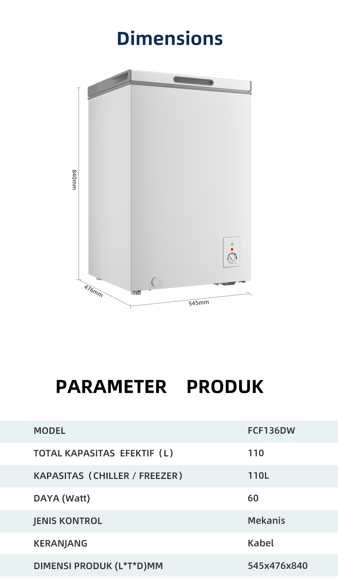 Jual Changhong Chest Freezer FCF136DW Kapasitas 110 Liter (Fast ...
