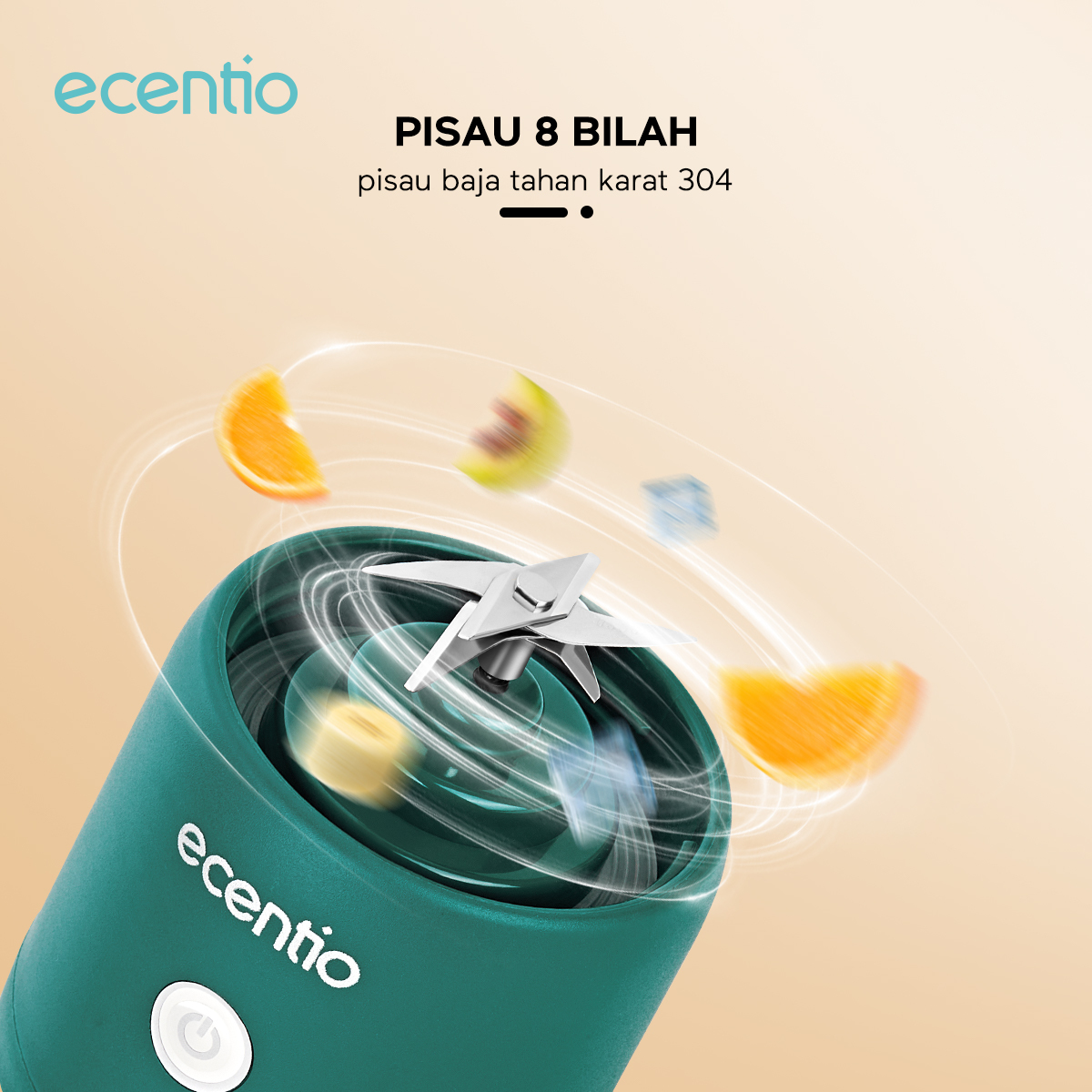 Jual ecentio Kaca blender juicer mini jus 380 ml+380 ml Usb jus 8 mata pisau/380ml 6 mata pisau ...