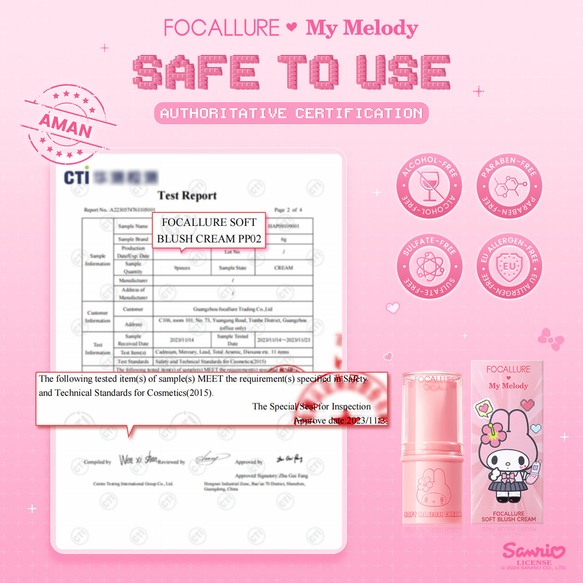 Jual FOCALLURE X Sanrio Pro Cream Multi-use Blush Stick #CallMeBeauty ...