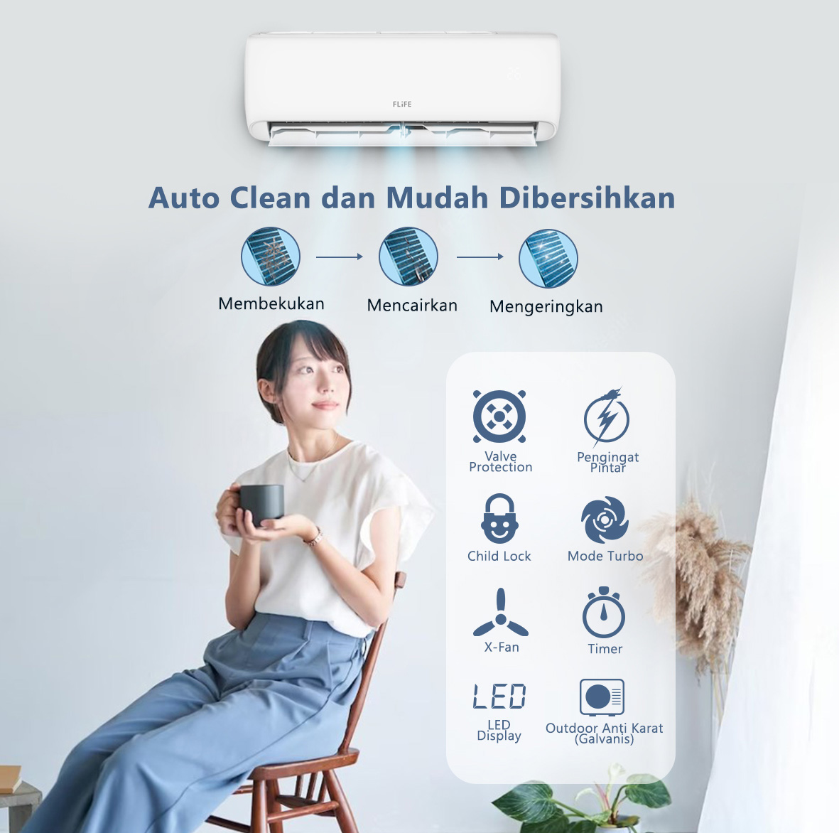 Jual FLIFE AC LOW WATT 1/2PK - Hemat Listrik - Self Diagnosis -Auto ...