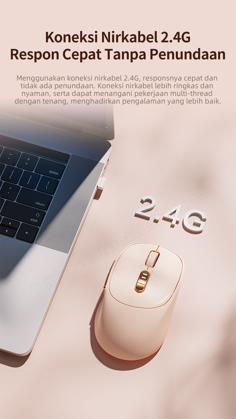 Jual KIVEE Mouse Wireless Mini portabel 2.4G 800-3200DPI Rechargeable Type-C Fast Charging ...