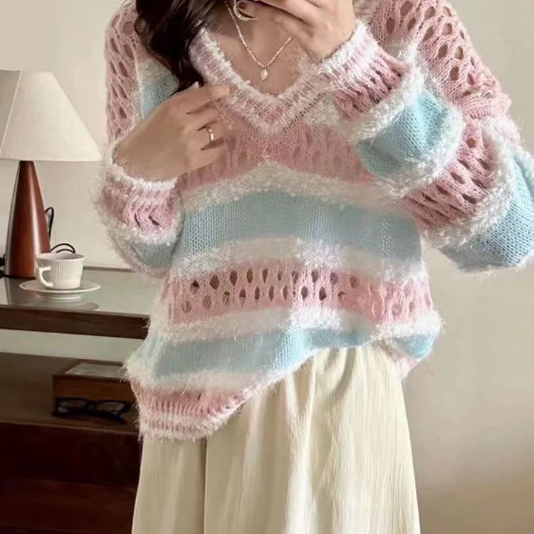 Jual Newlan ZZ097 Stripe Rajut Knitwear Outer / Rajut Import Korea Cardigan Knitwear / baju ...