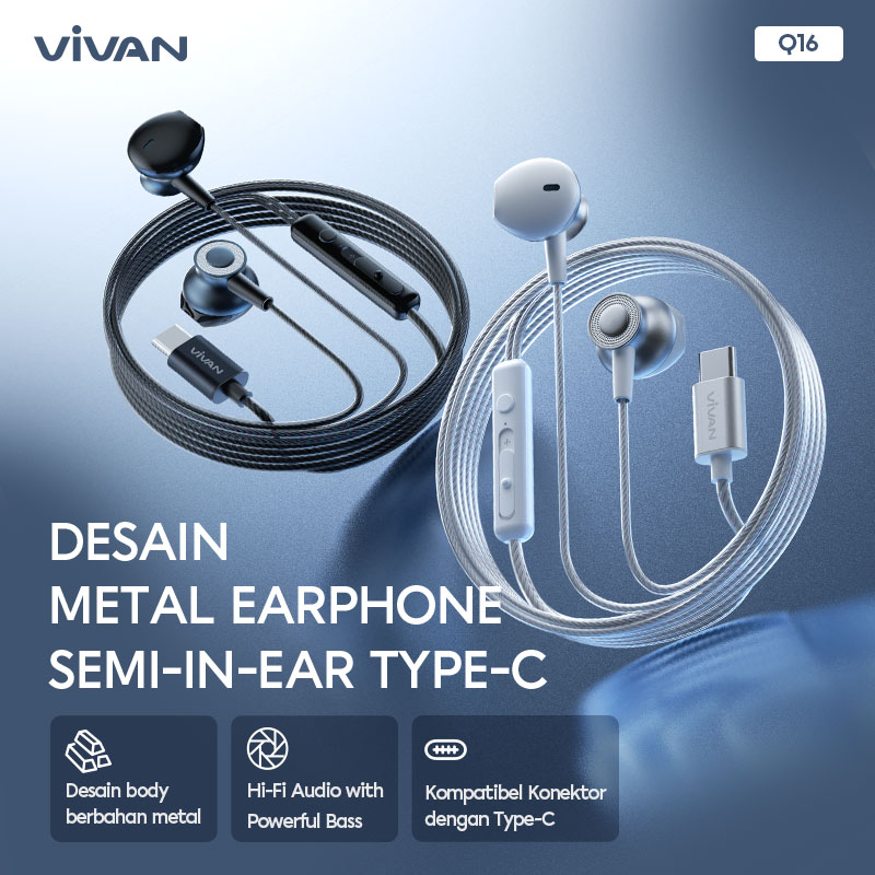 Jual VIVAN Earphone Half Ear Kabel Stereo Powerfull Bass Wired Headset ...