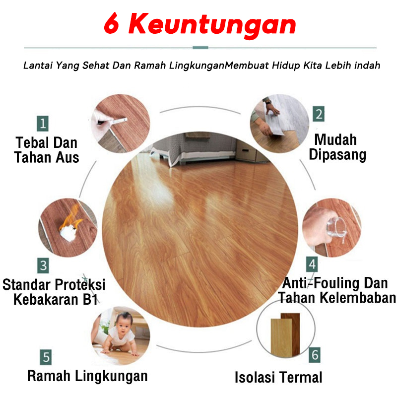 Jual ECOSEN 1 BOX (36 Pcs) Floor Vinyl Lantai Stiker Lantai kayu ...
