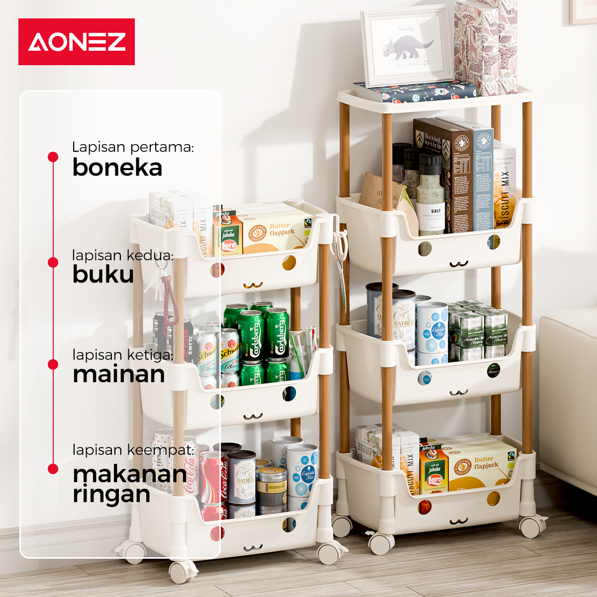 Jual AONEZ Rak Susun Serbaguna Plastik Buku Rak Penyimpanan Makanan ...