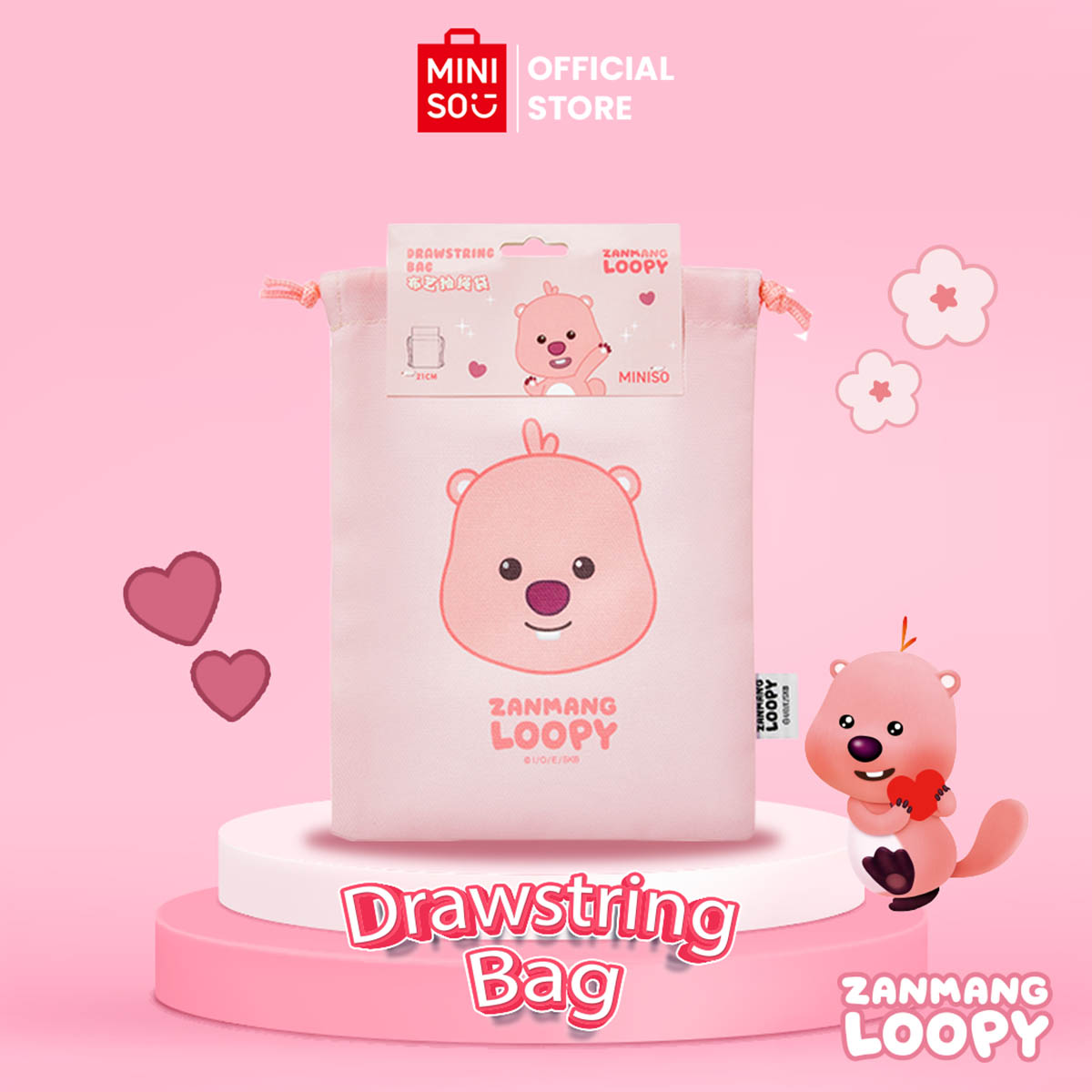 Jual Miniso x ZANMANG Loopy Collection Drawstring Bag Fabric Kain Tas ...