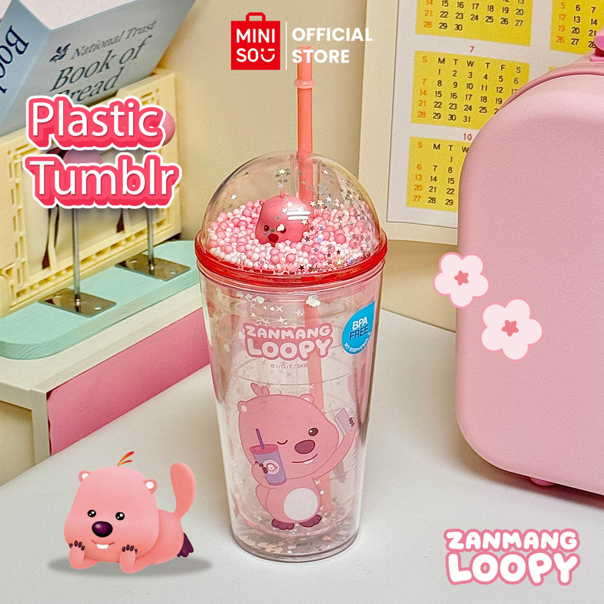 Jual Miniso x ZANMANG Loopy Collection Botol Dengan Jerami Plastic ...