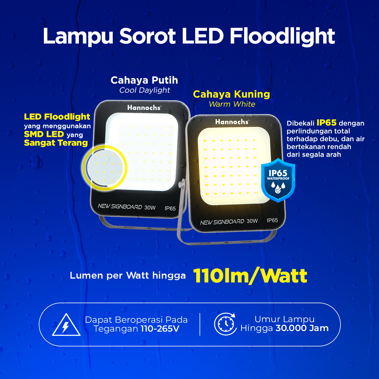 Jual Hannochs Lampu Sorot LED Flood Light New Signboard HFV 10W Cahaya ...