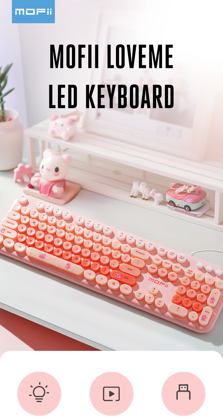 Jual MOFii Keyboard Wired LED Light Untuk Windows Mac LOVELY ME ...