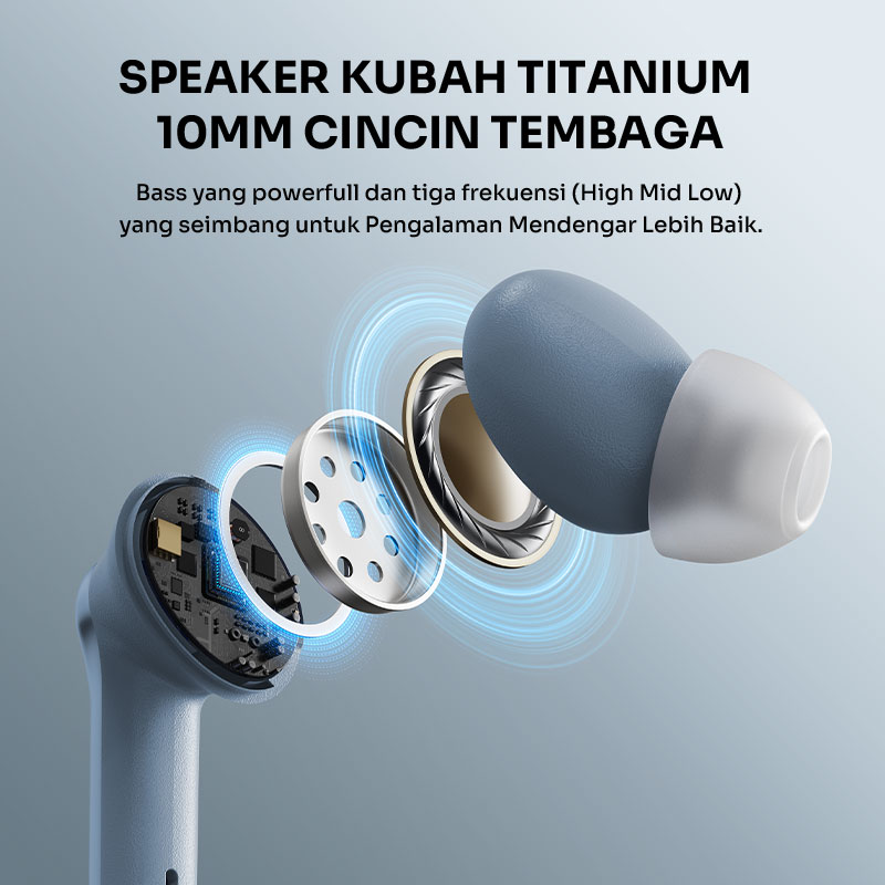 Jual ROBOT TWS Earbuds Wireless ANC ENC Canceling Noise Control T70NC ...