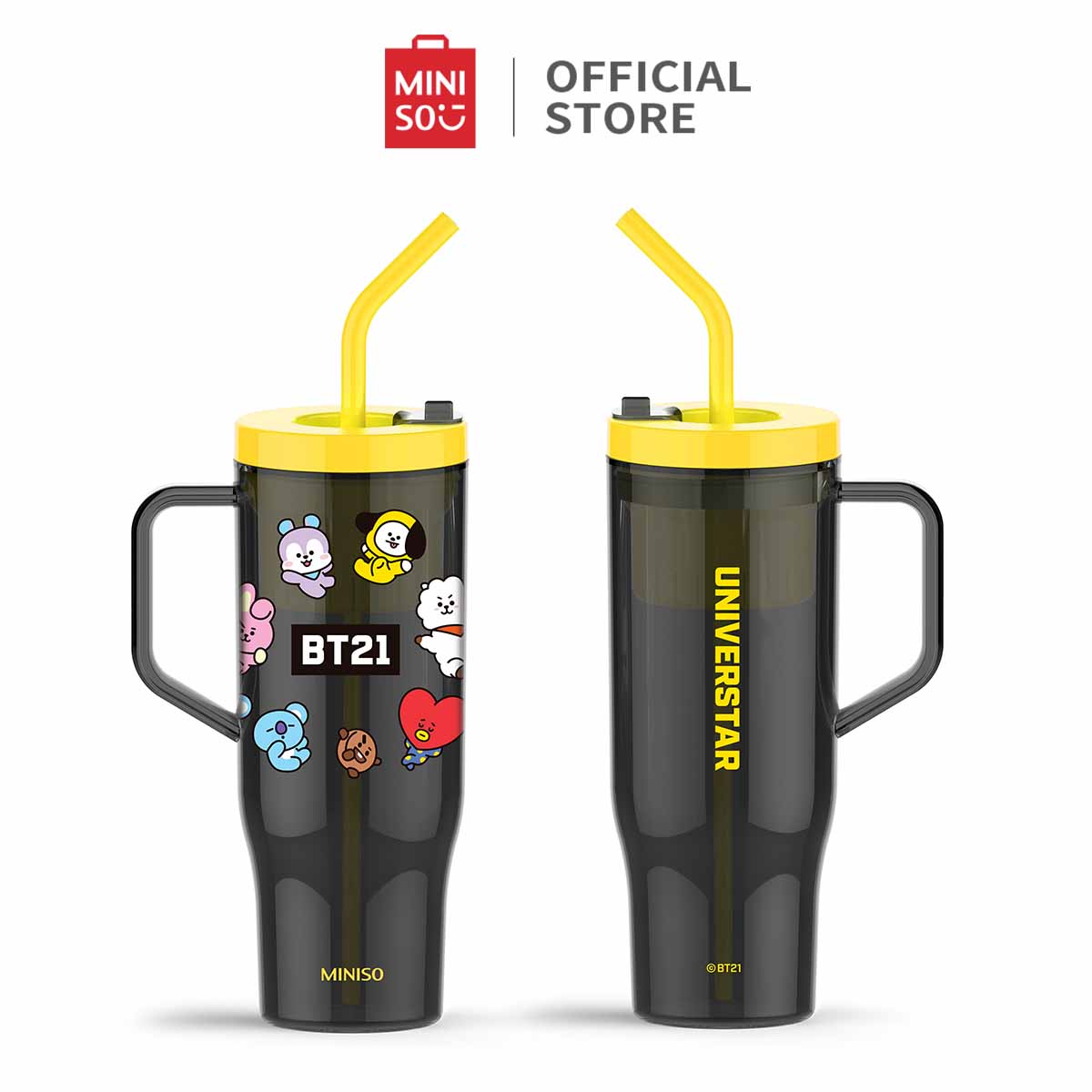 Jual Miniso x BT21 Collection Gelas Plastik Dengan Sedotan Kapasitas Super Besar Cangkir Meja ...