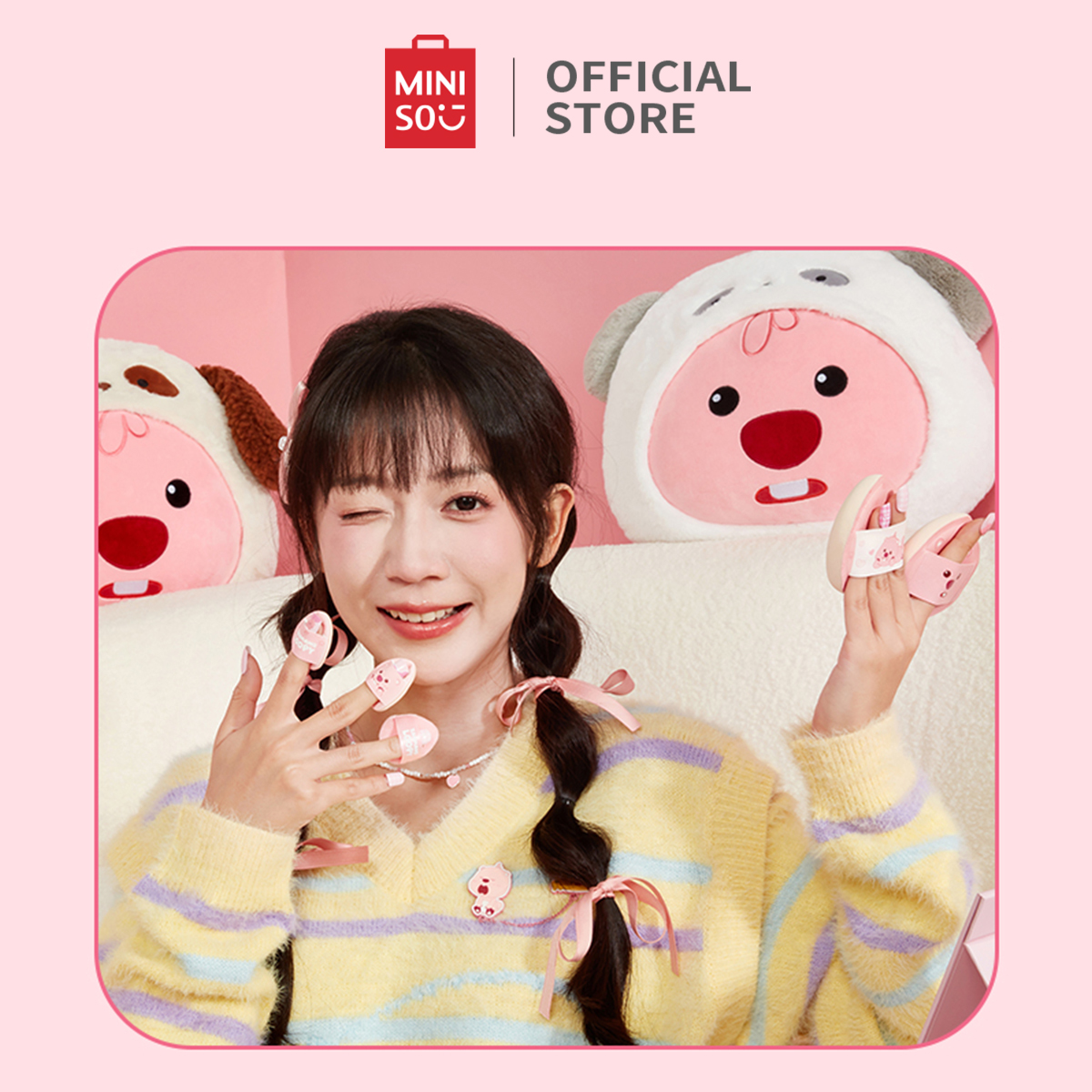 Jual Miniso x Zanmang Loopy Collection Makeup Puff Set Puff Rias Dengan ...