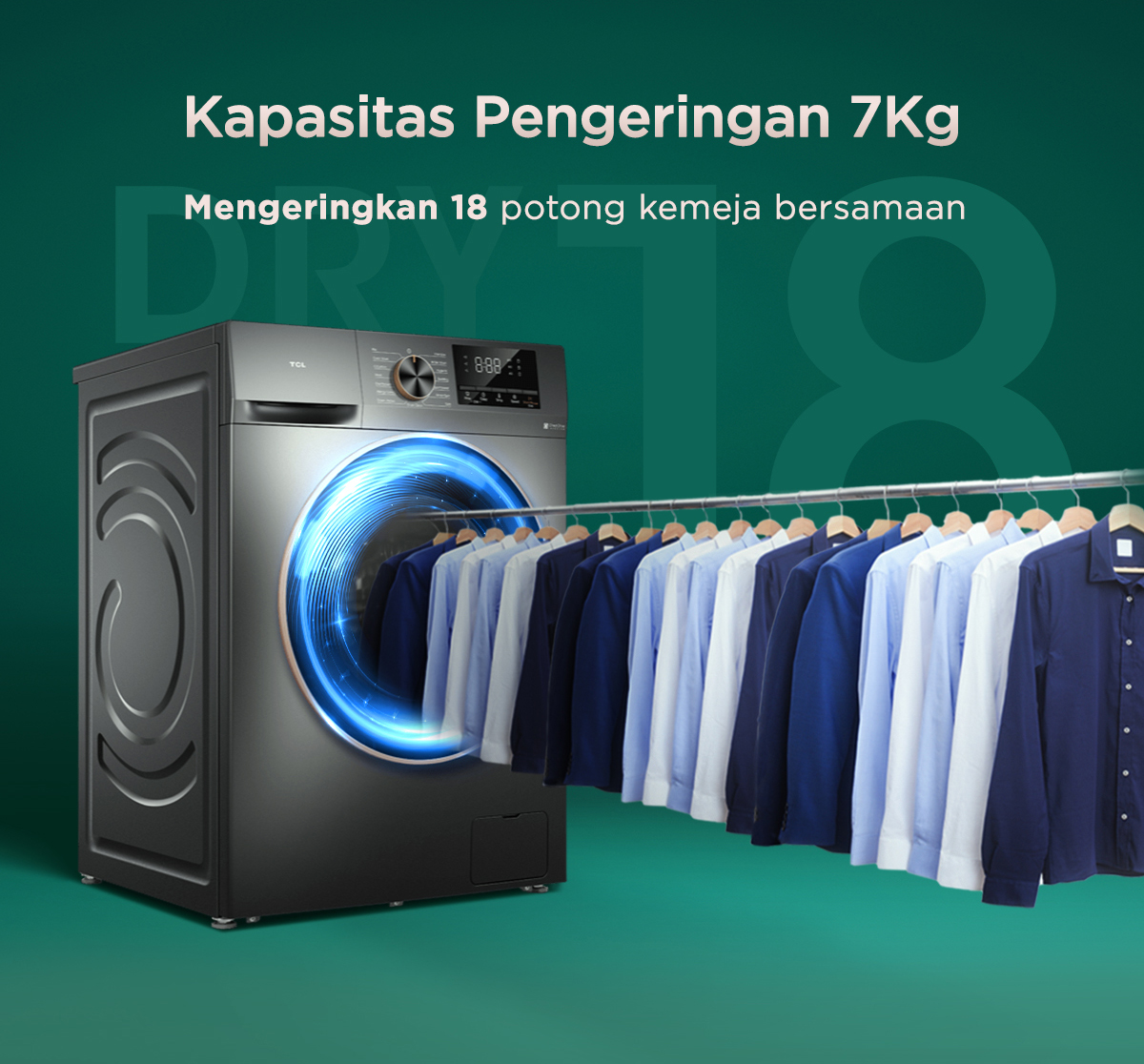 Jual TCL Mesin Cuci Front Loading Washer Dryer 10.5 kg - 100% Kering - Bakteri Hilang 99% - 16 ...