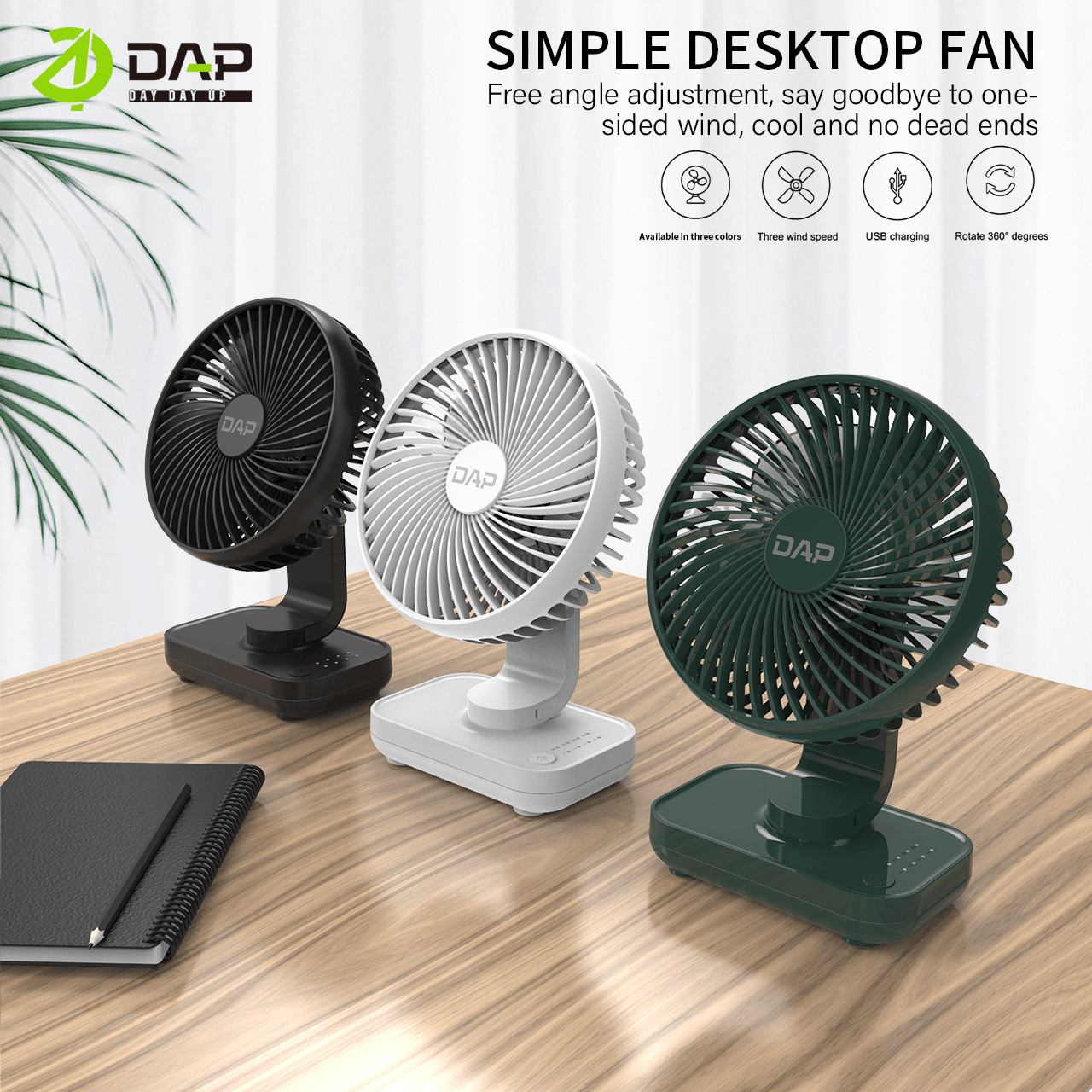 Jual DAP D-B04 Kipas Portable Mini USB 4 Speed 3600 mAh 120 ° Vertical ...