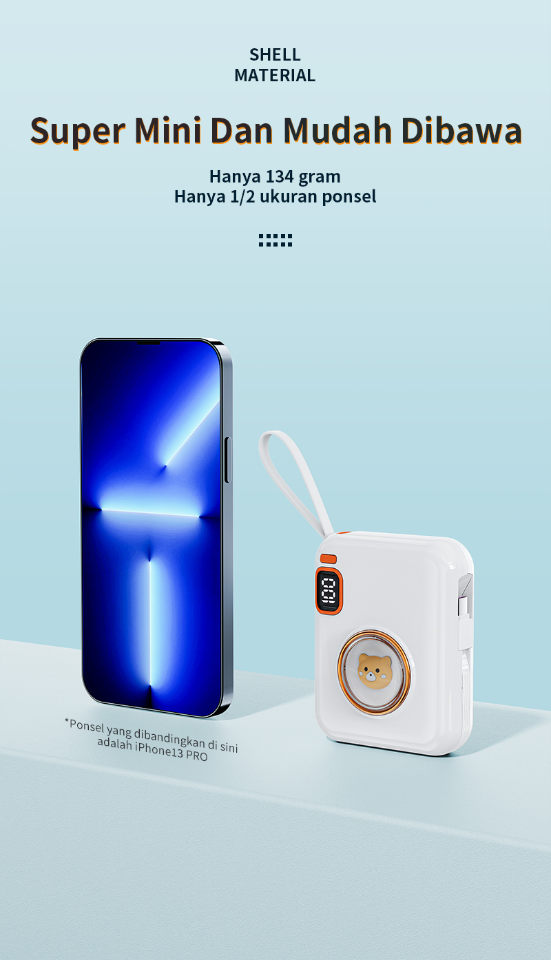 Jual BASIKE Powerbank Mini Original Panda Lucu with Kabel USB Type C ...