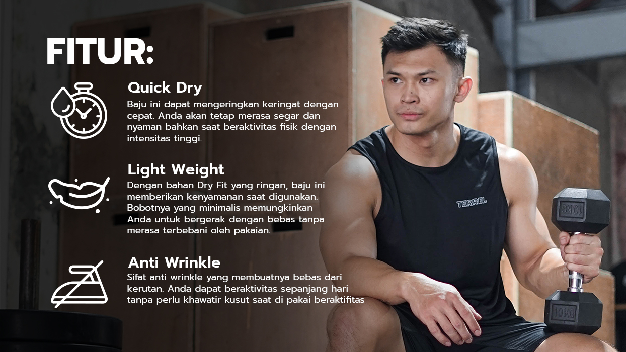 Jual Terrel sportswear Basic Tanktop Sleeveless baju atasan tanpa lengan kaos olahraga dry fit ...