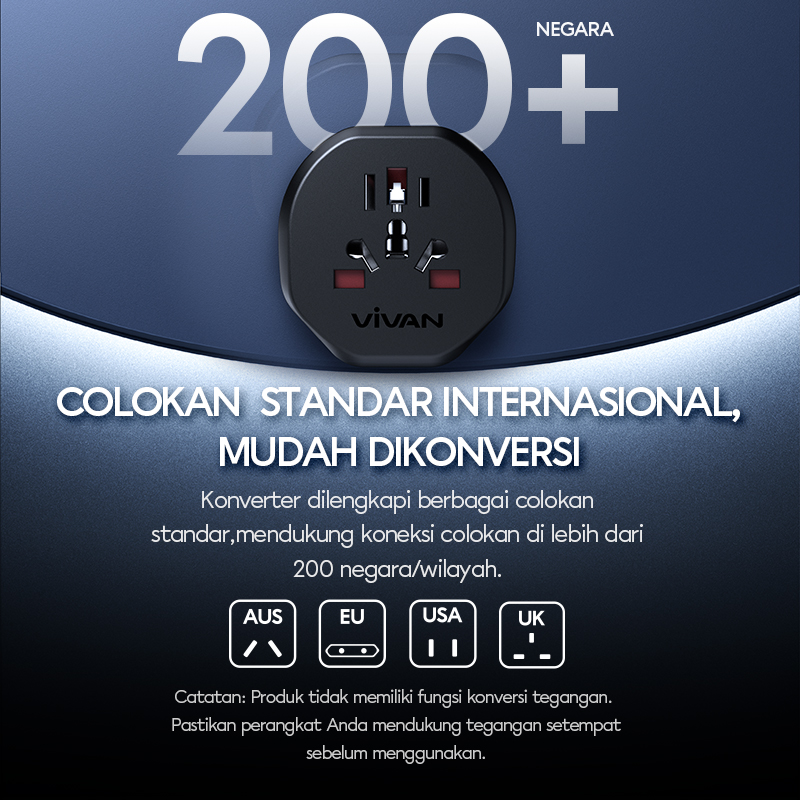 Jual VIVAN Travel Adaptor VPS-T001A Multi-country / Power Adapter ...