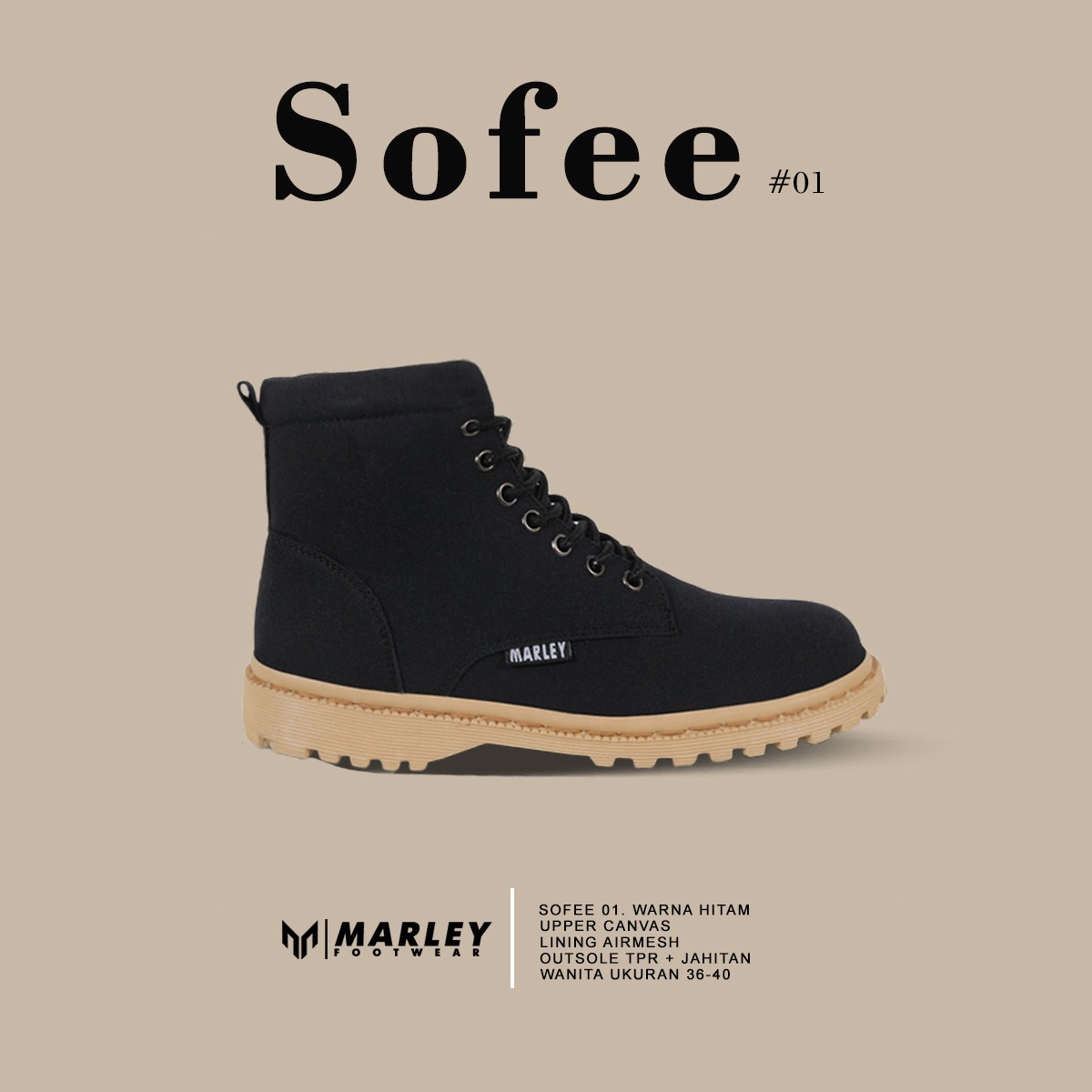 Jual Marley Sepatu Boots Fashion Wanita Casual Kets - Sofee 01 Hitam ...