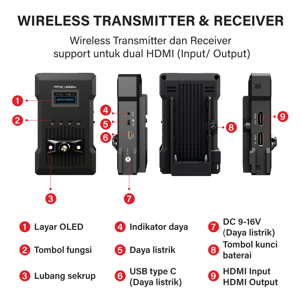 Jual Wireless Video Transmitter System Camera Receiver 200 m 4K PX ...