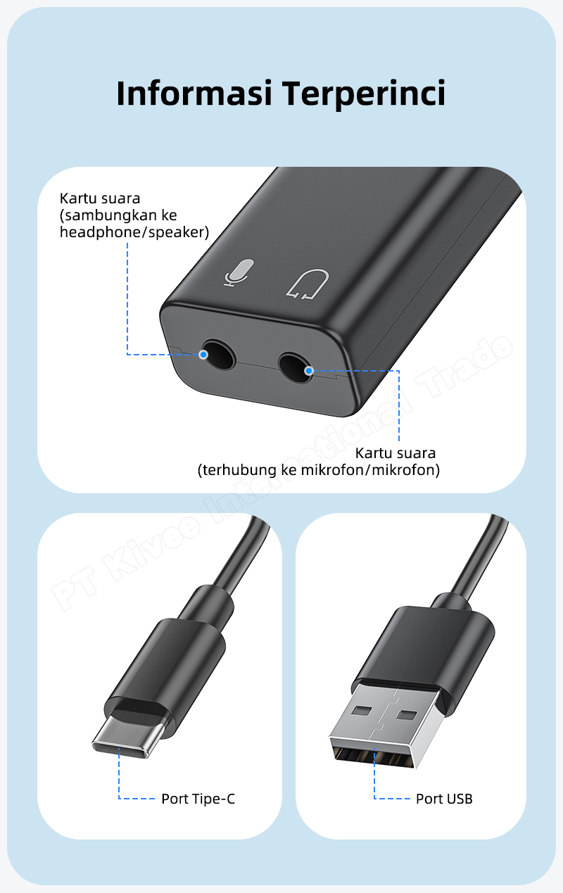 Jual KIVEE Converter microphone Audio Kabel splitter Type C & USB to 3 ...