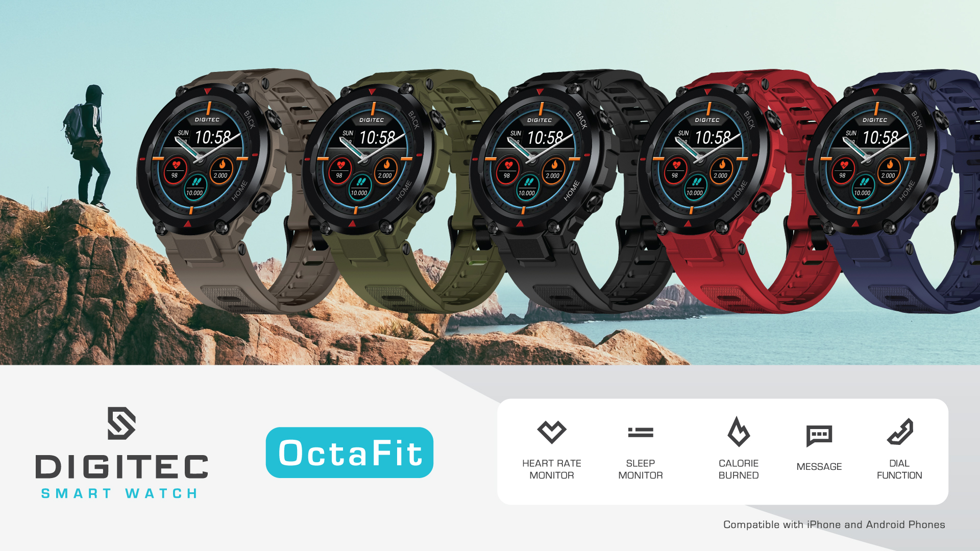 Jual Jam Tangan Digitec Smartwatch OctaFit GR Original | Shopee Indonesia