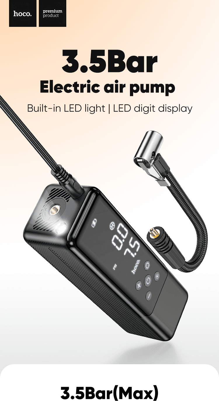 Jual Hoco Air Pump Inflator Electric Pompa Ban Mobil Sepeda Elektrik Pompa Angin ZP5 | Shopee ...